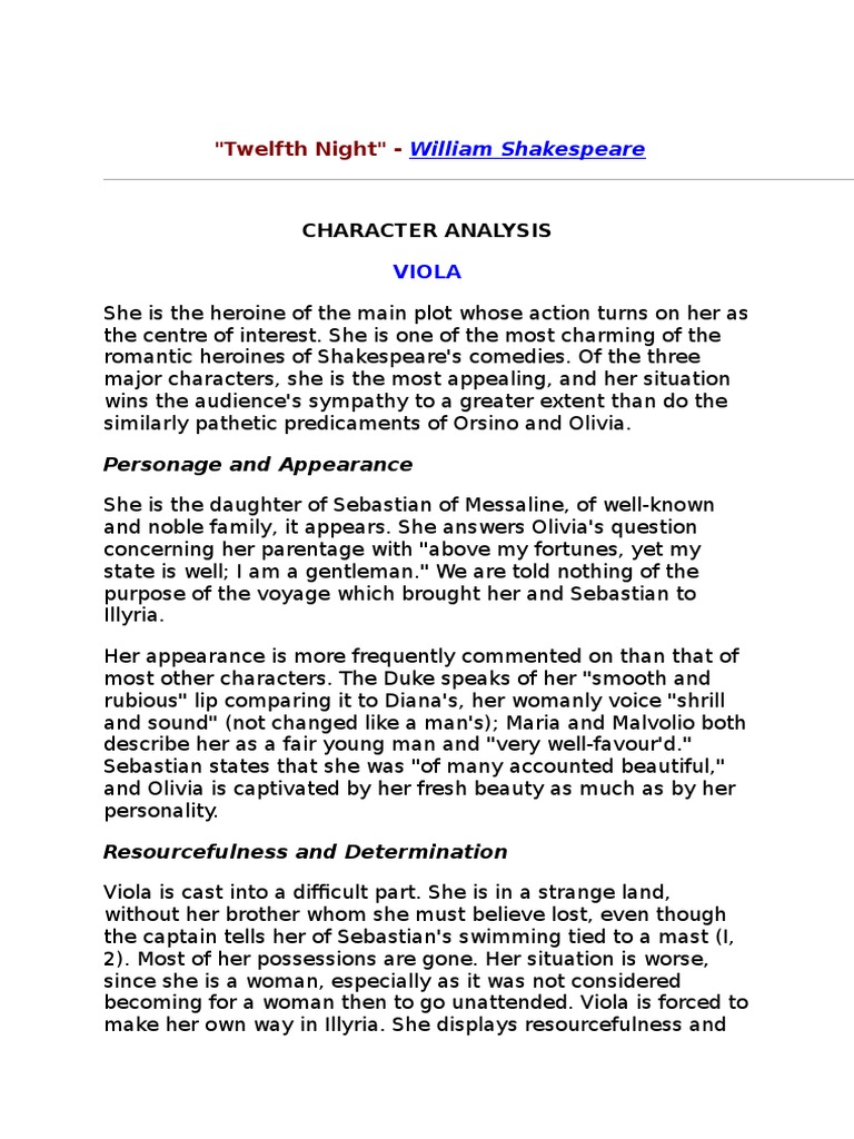 Viola and Olivia Character Analysis | PDF | Twelfth Night | Jester