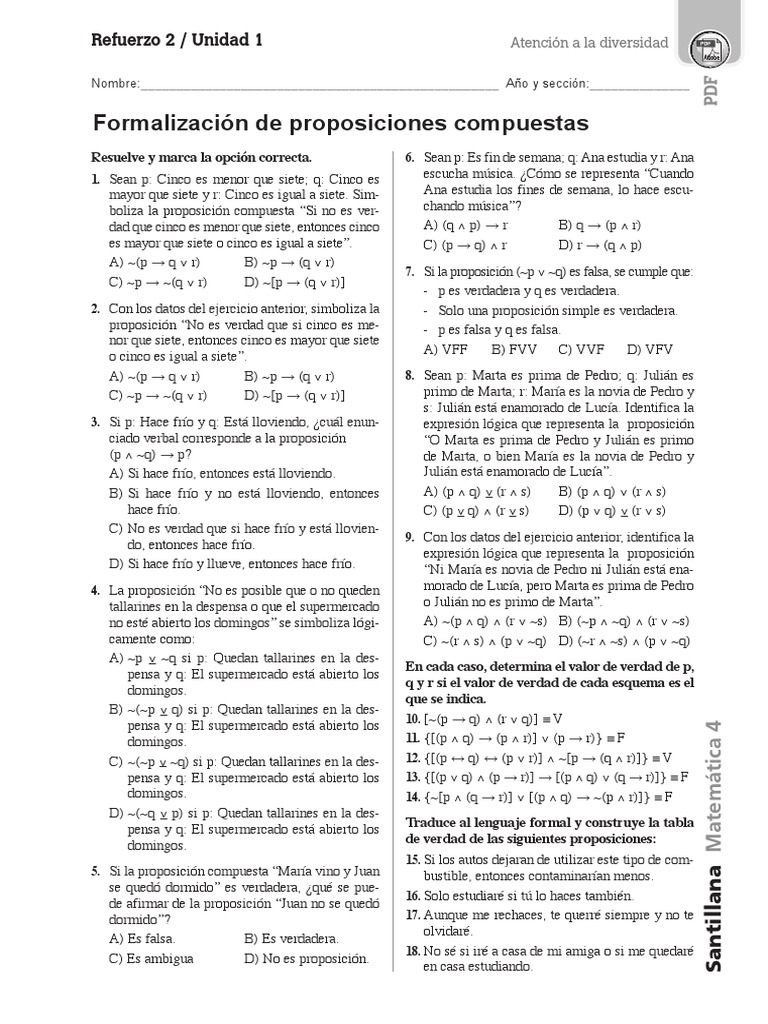 Ejercicios de Lógica Proposicional | PDF | Proposición | Lógica