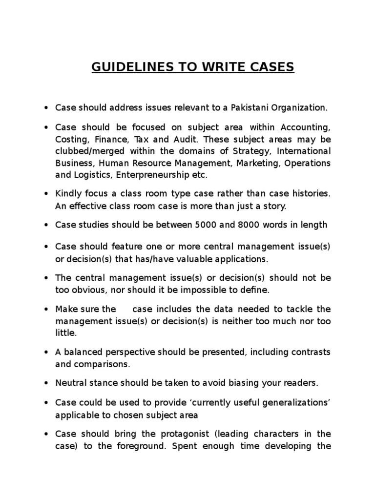 Guidelines - Case Writing For Managerial Accounting | PDF | Management ...