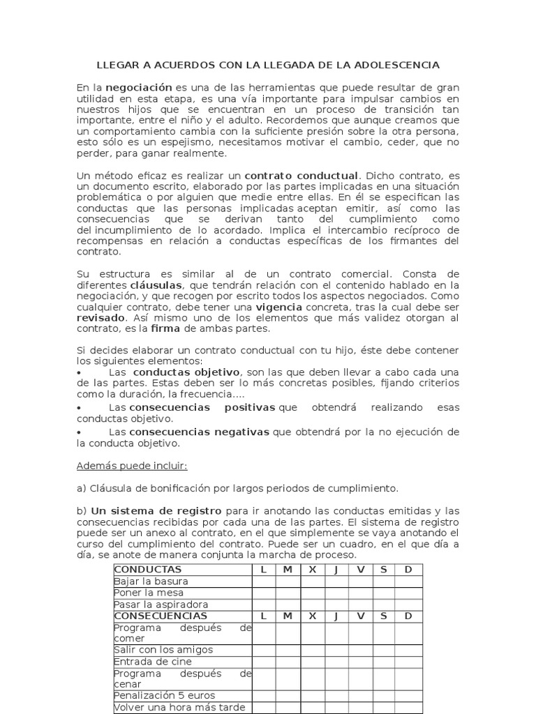 Contrato Conductual | PDF | Negociación | Comportamiento