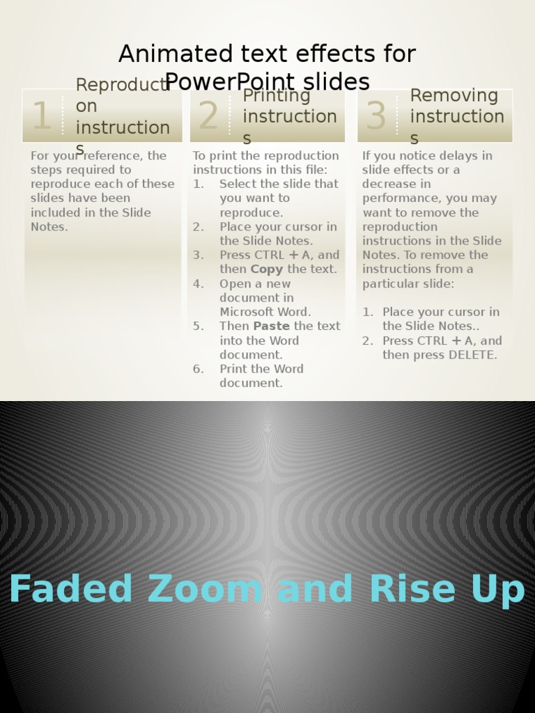 Animated Text Effects For Powerpoint Slides: Reproducti On Instruction ...