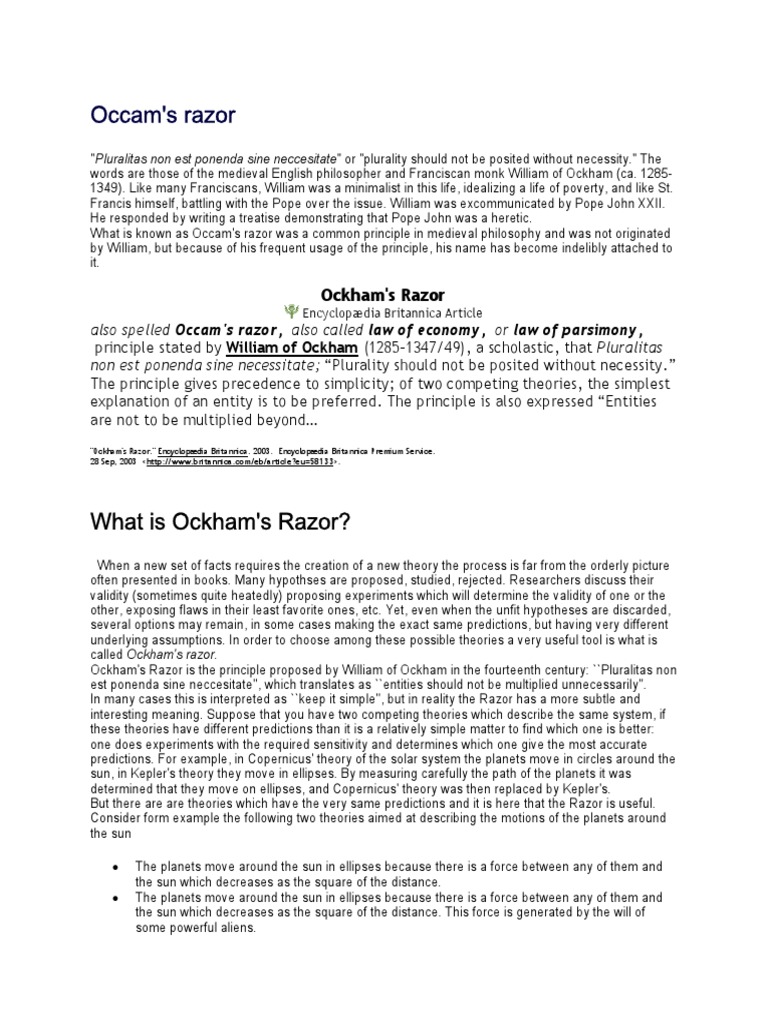 What Is Ockham's Razor | PDF | Occam's Razor | Epistemology