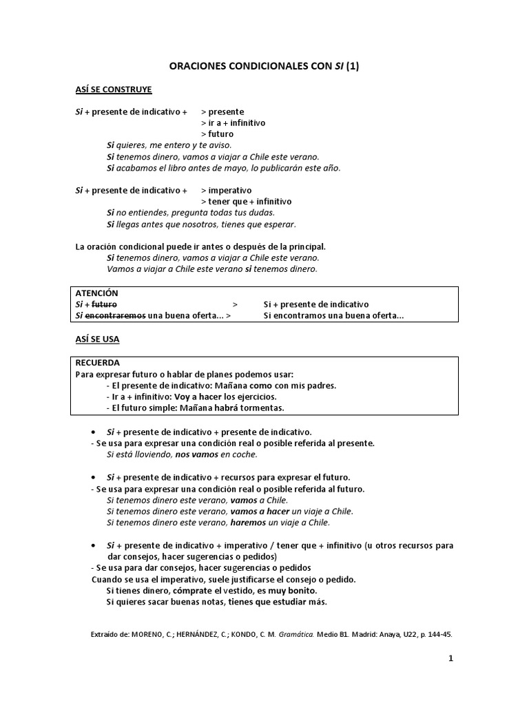 Oraciones Condicionales con "Si" | PDF | Estilo (ficción) | Lingüística