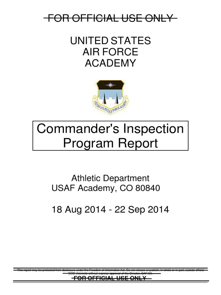 FINAL - USAFA Inspection Report - Redacted (2), 9 March 2015 | United ...
