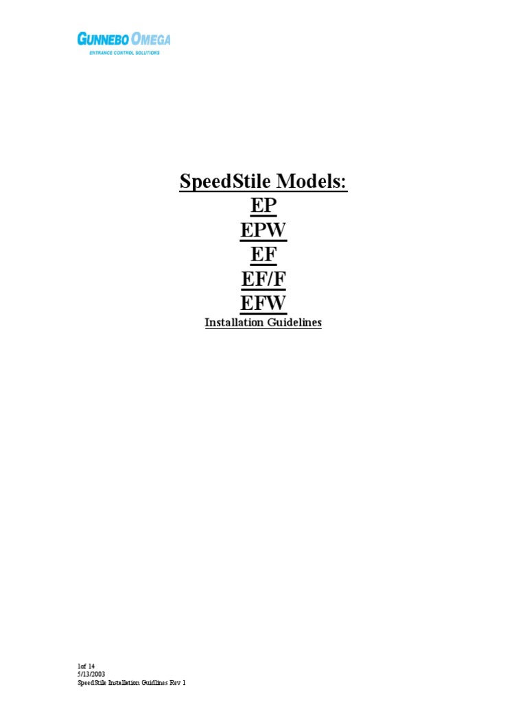 SpeedStile Installation Guidlines Rev 1 | PDF | Access Control | Fuse (Electrical)