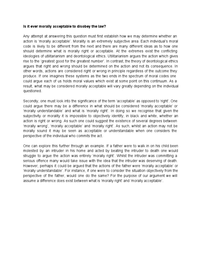 Is It Ever Morally Acceptable To Disobey The Law | PDF | Wellness
