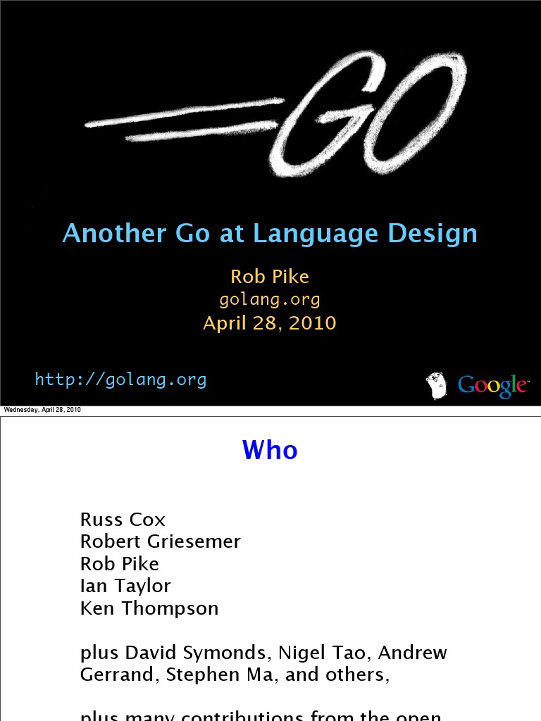 Rob Pike at Stanford On Golang | PDF | Programming Language | Pointer ...