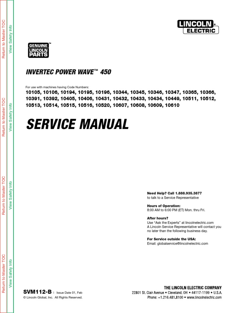 Power Wave 450 Service Manual | PDF | Welding | Construction