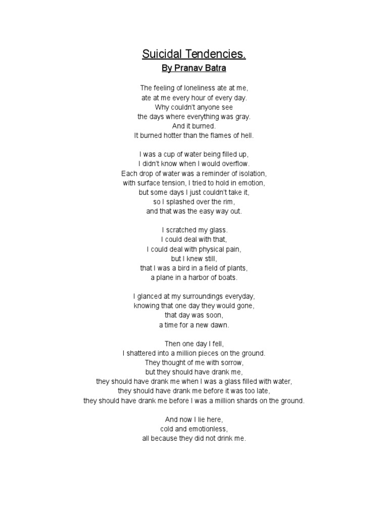 Suicidal Tendencies.: by Pranav Batra | PDF