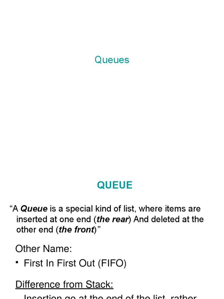 Lecture Queues | PDF | Queue (Abstract Data Type) | Computer Architecture Lecture Queues | PDF | Queue (Abstract Data Type) | Computer Architecture