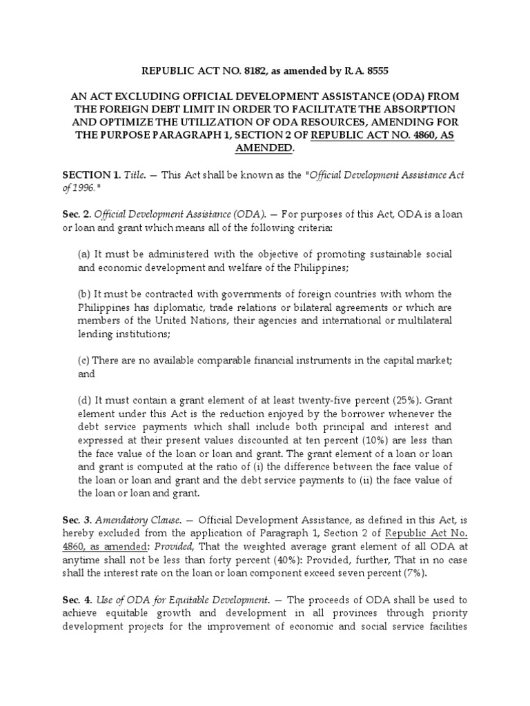 Ra 8182 | PDF | Congressional Oversight | Loans