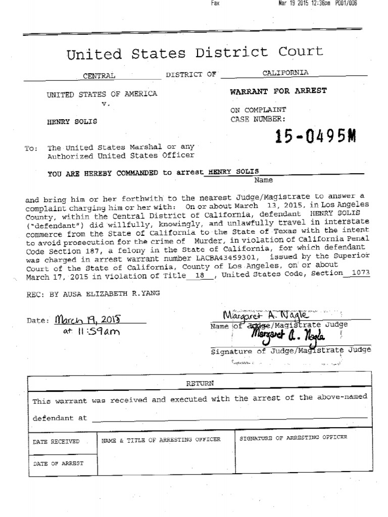Federal Affidavit in Alleged Murder by LAPD Rookie Cop | PDF