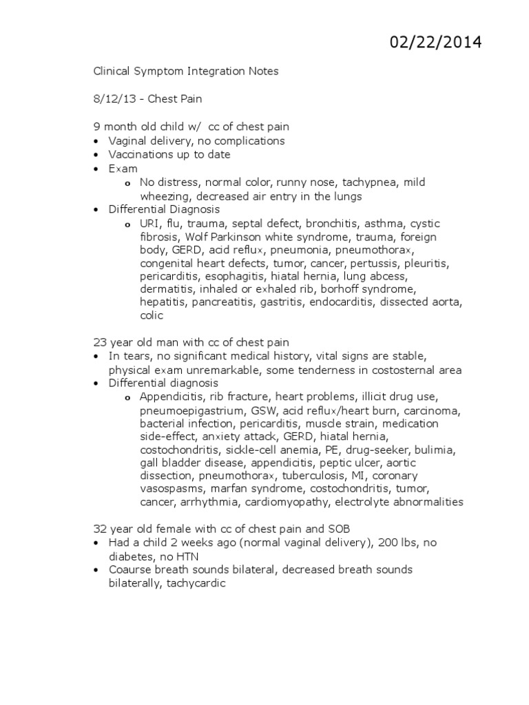 Clinical Symptom Integration Notes | PDF | Traumatic Brain Injury ...