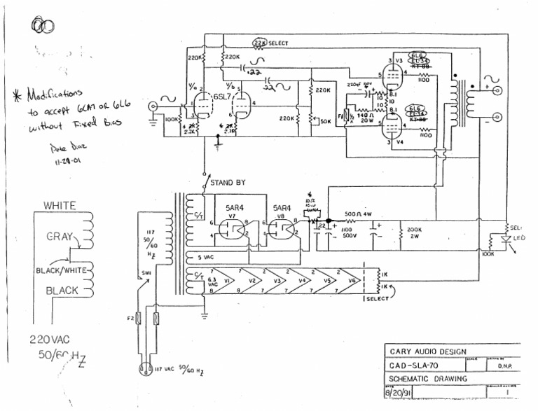 Cary Audio Design SLA-70 Schematic | PDF