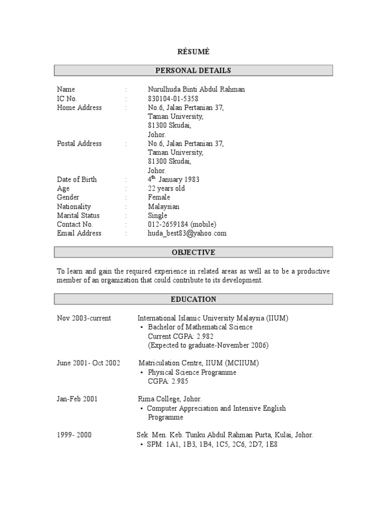 RÉSUMÉ Huda | PDF | Teaching Mathematics | Science