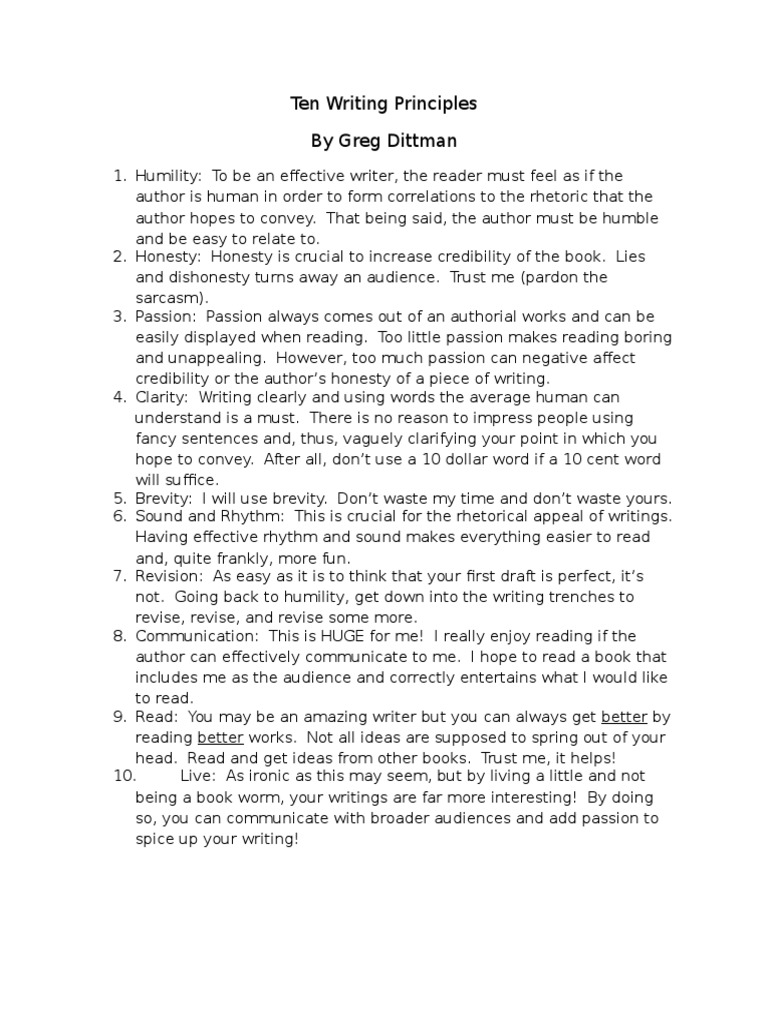 Ten Essential Writing Principles | PDF