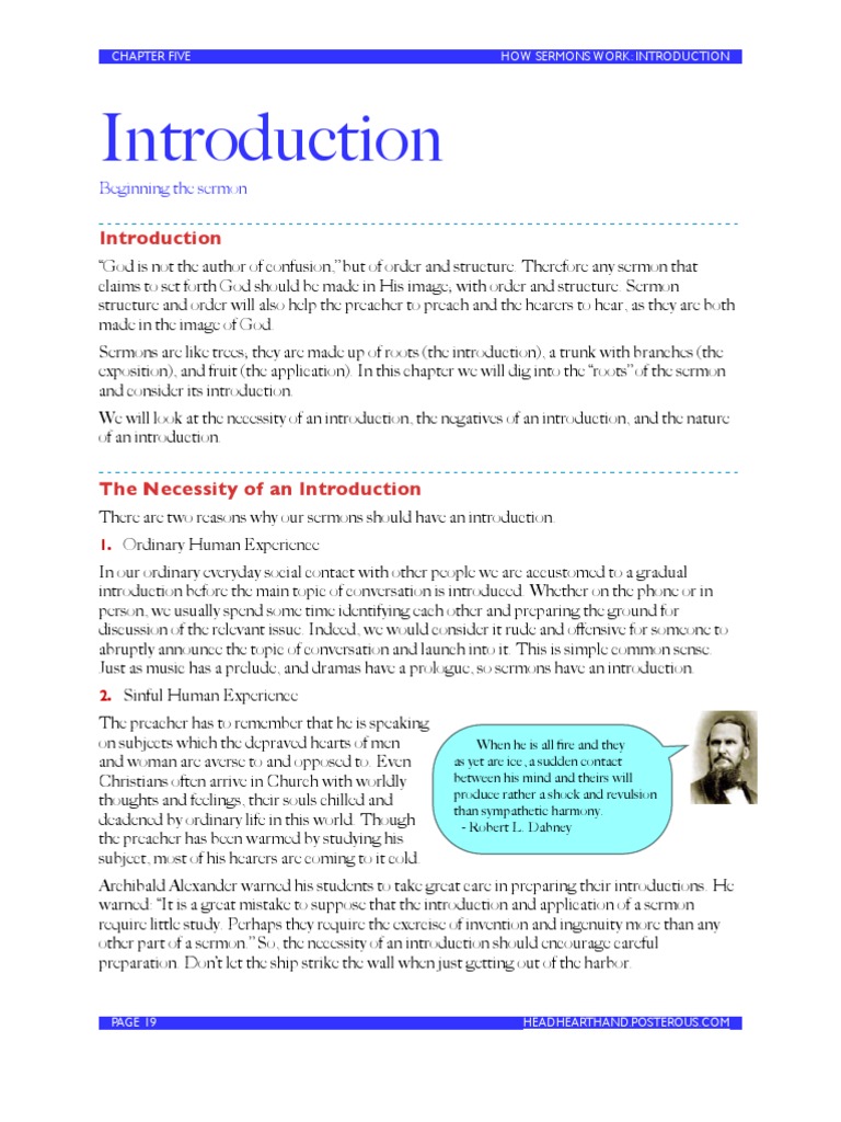 Beginning The Sermon: Chapter Five How Sermons Work: Introduction | PDF ...