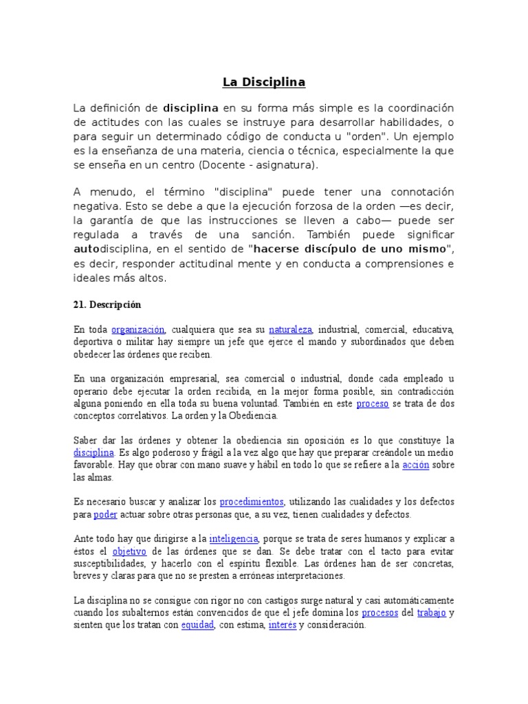 La Disciplina | PDF | Disciplinas | Conceptos psicologicos
