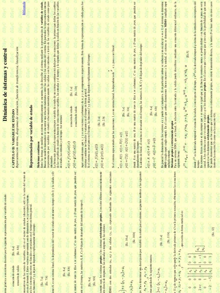 Dinamica de Sistemas de Control, Variable de Estado, Cap 2 | PDF ...
