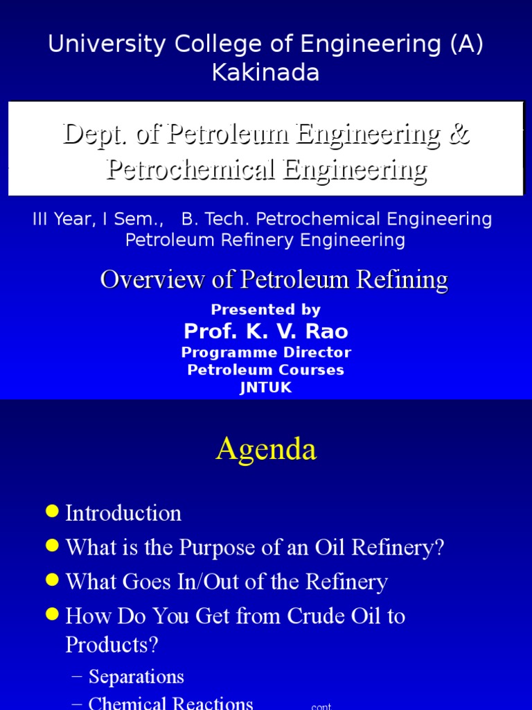 Overview of Petroleum Refining I | PDF | Oil Refinery | Fuel Oil