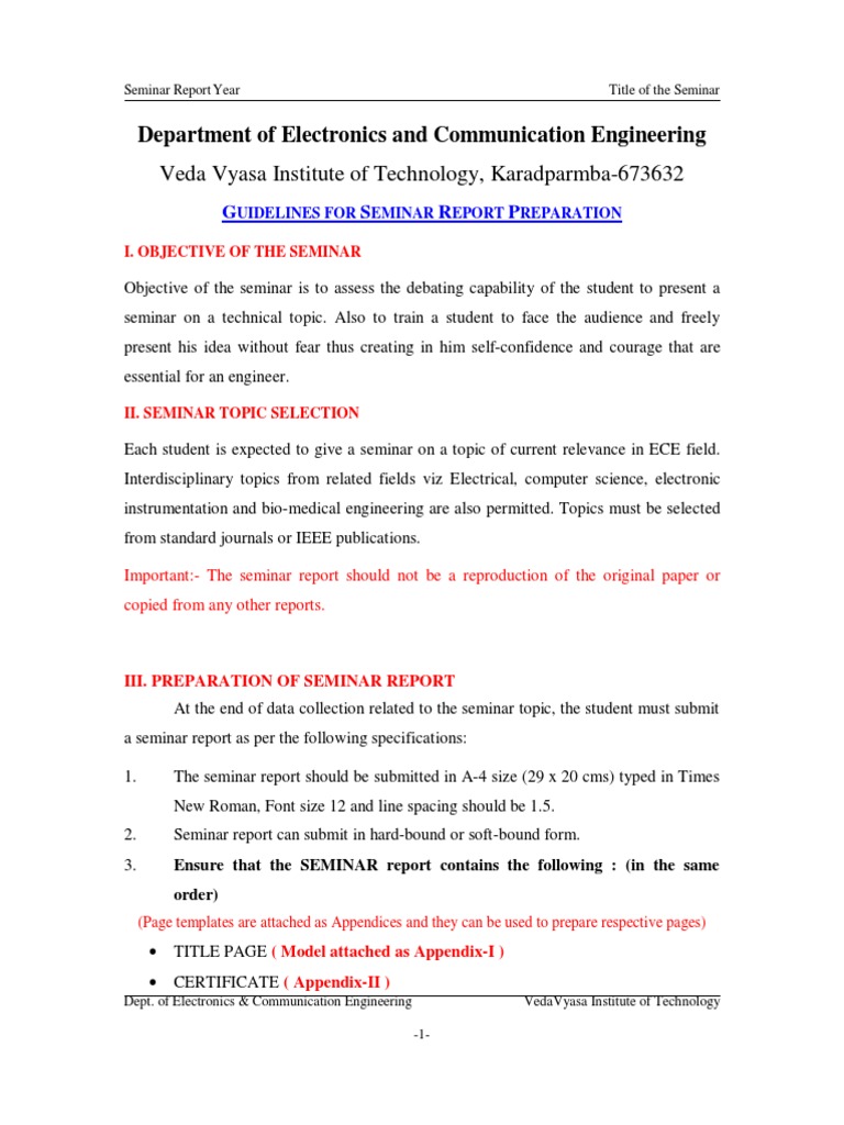 M.Tech Seminar Report Guidelines | PDF | Electromagnetism | Physics