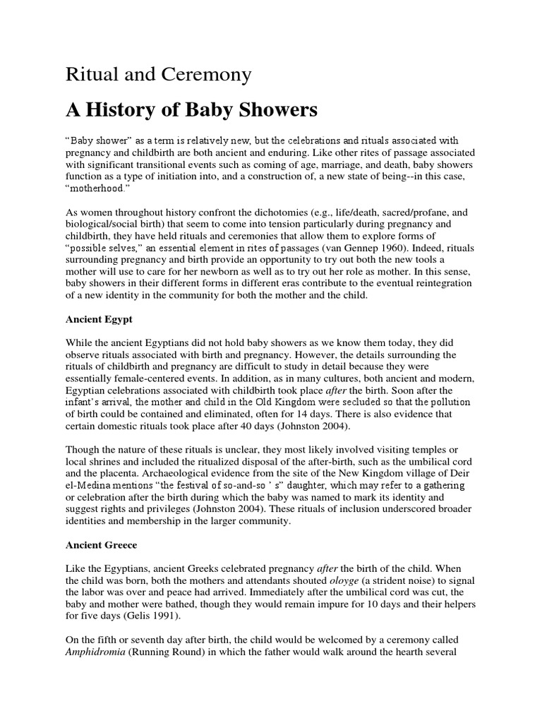 History of Baby Showers | Download Free PDF | Mother | Rituals