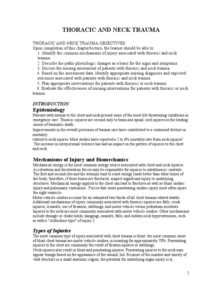 Thoracic and Neck Trauma Guide | PDF | Thorax | Major Trauma