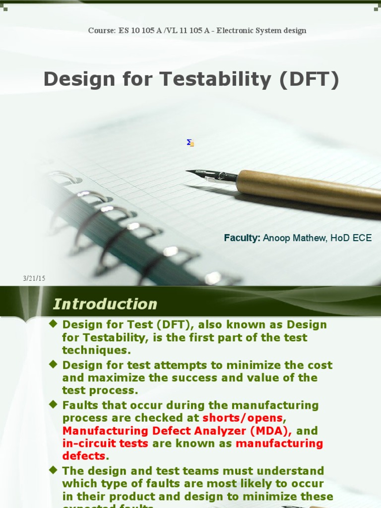 Electronic Syatem Design PPT - Design For Testability | PDF | Digital ...