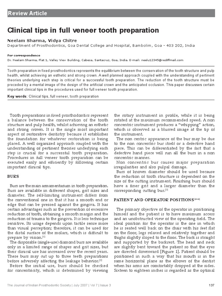 Essential Clinical Tips for Successful Full Veneer Tooth Preparation ...