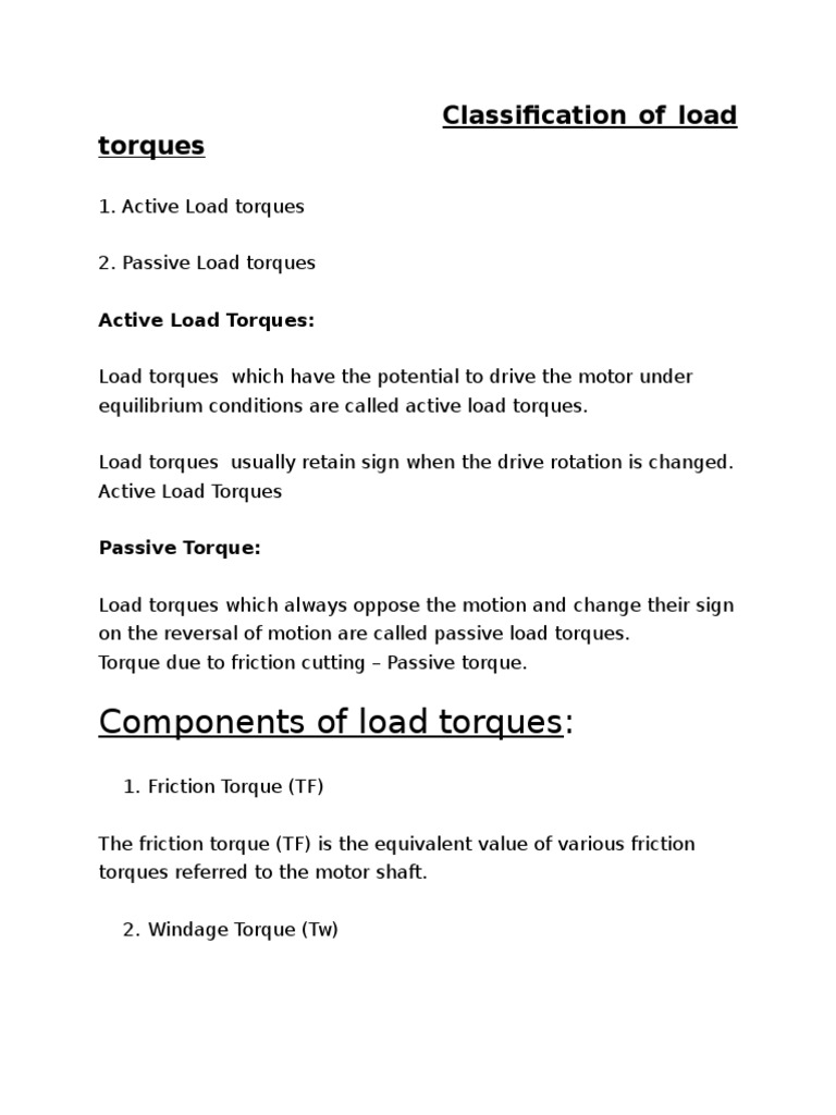 Classification of Load Torques | PDF | Engines | Torque
