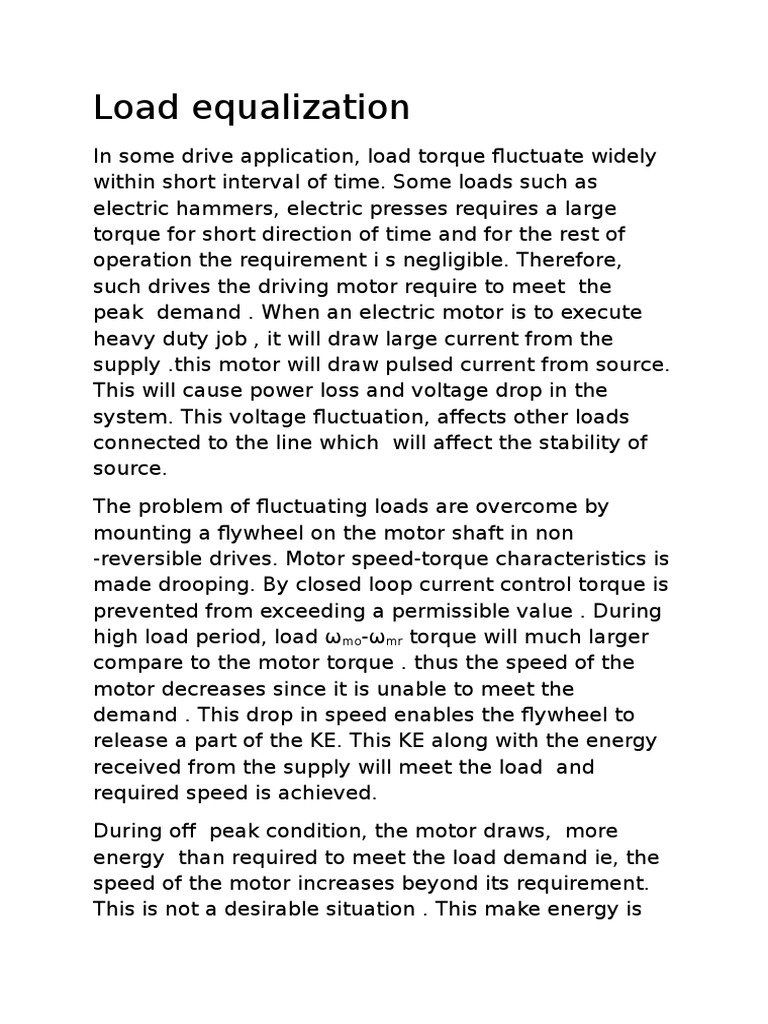 Electrical Technology-Load Equalization | Torque | Electric Power