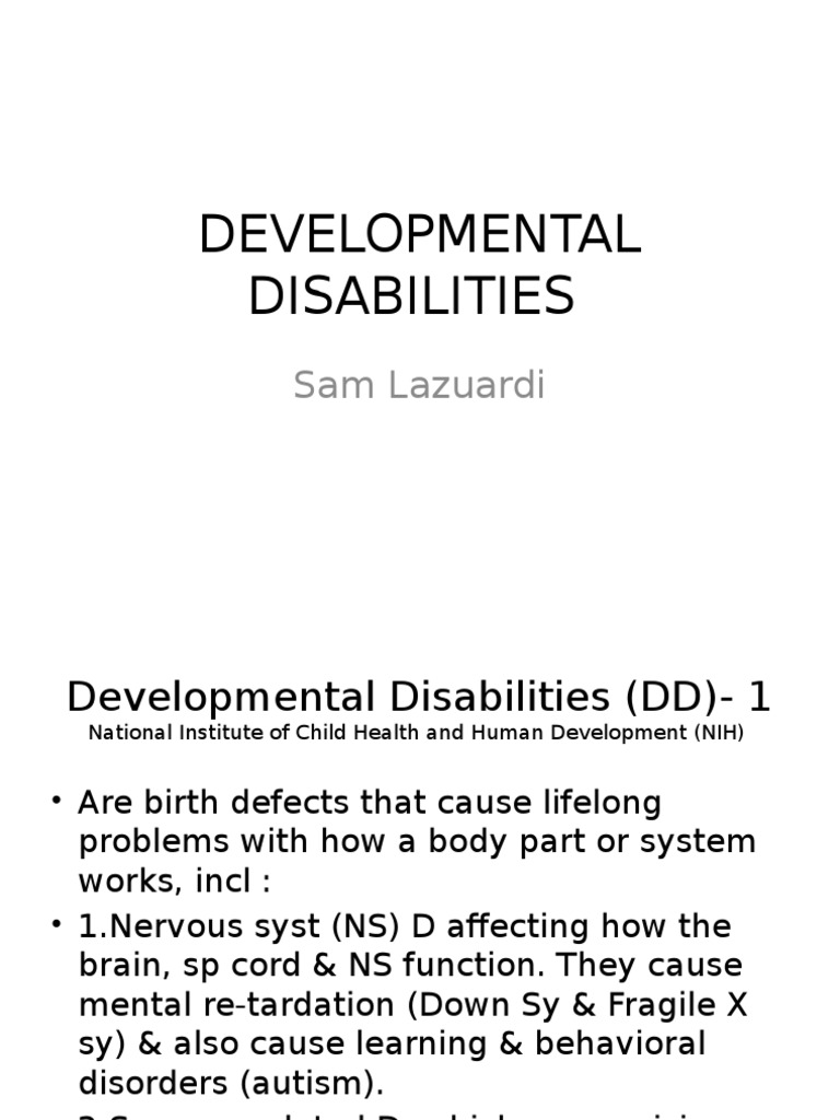 Developmental Disabilities: Causes, Symptoms and Treatments | PDF ...