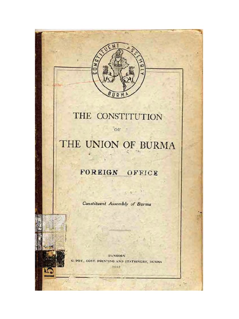 1947 Constitution of Burma (Original) | PDF | Politics Of Myanmar ...