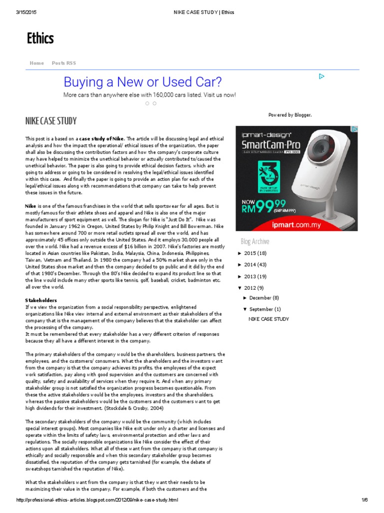 Nike Case Study - Ethics | Download Free PDF | Stakeholder (Corporate ...