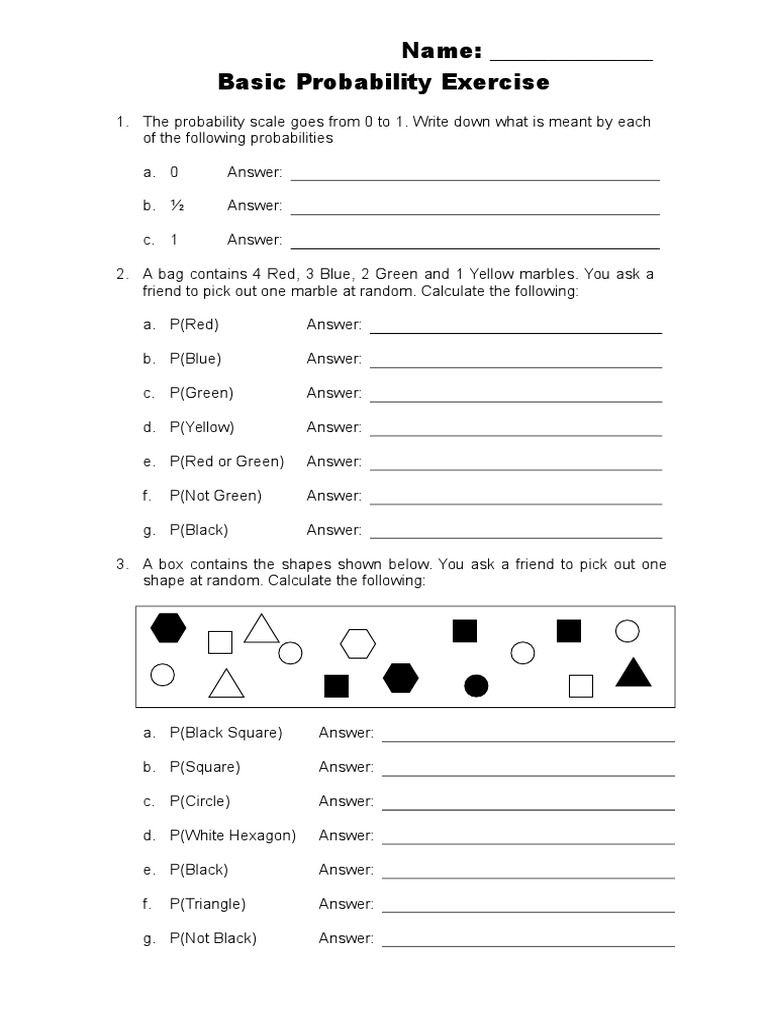 Basic Probability Exercise | PDF
