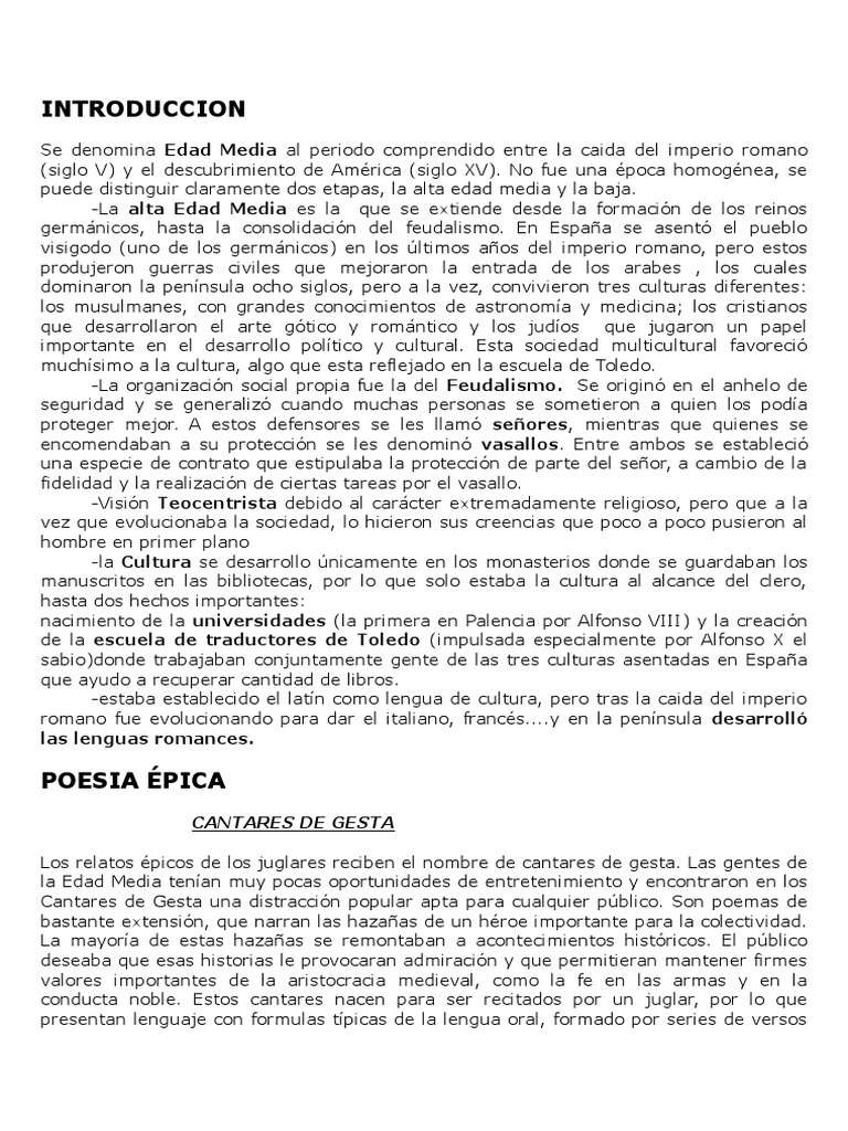 2 - Literatura Medieval - Literatura Culta y Popular. | PDF | Baja Edad ...