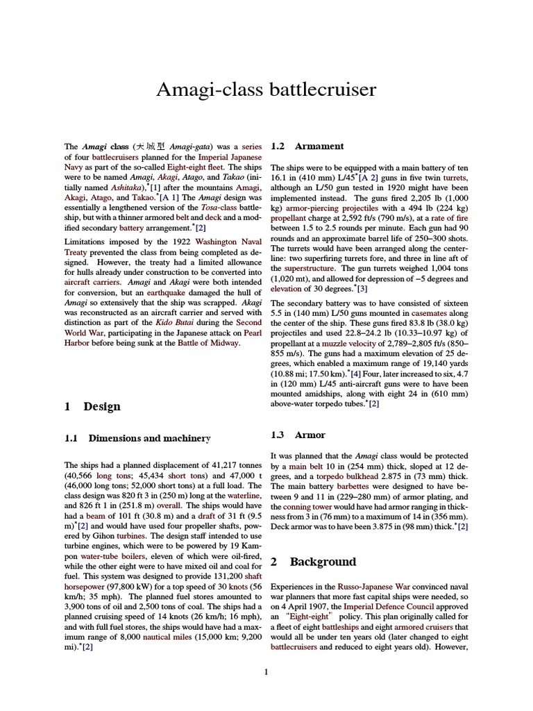 Amagi Class Battlecruiser | PDF | Battlecruiser | Battle Of Midway