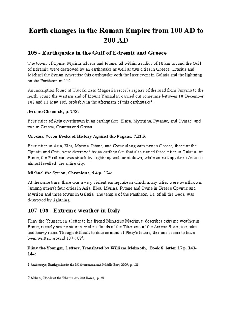 Earth Changes in The Roman Empire From 100 AD To 200 AD | PDF | Marcus ...