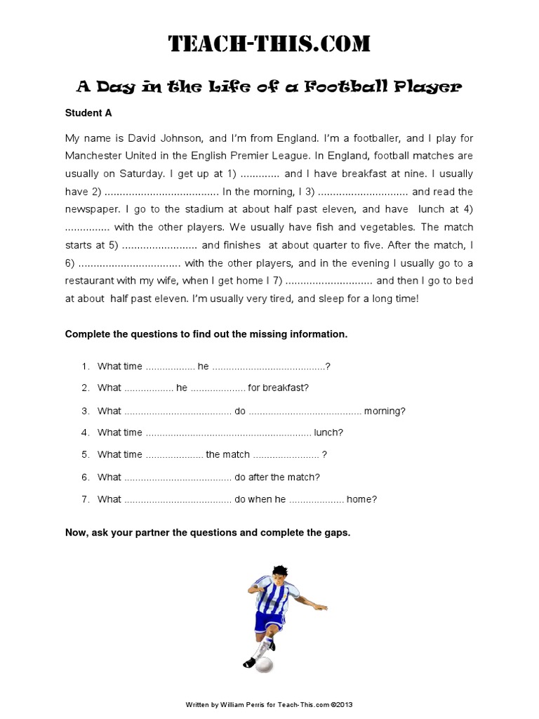 A Day in The Life of A Football Player | PDF | Leisure | Sports