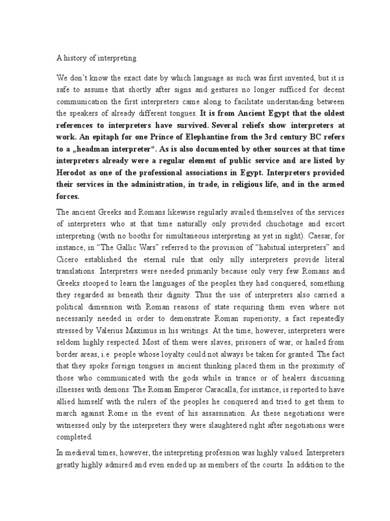 History of Interpreting Practices | PDF | Language Interpretation ...
