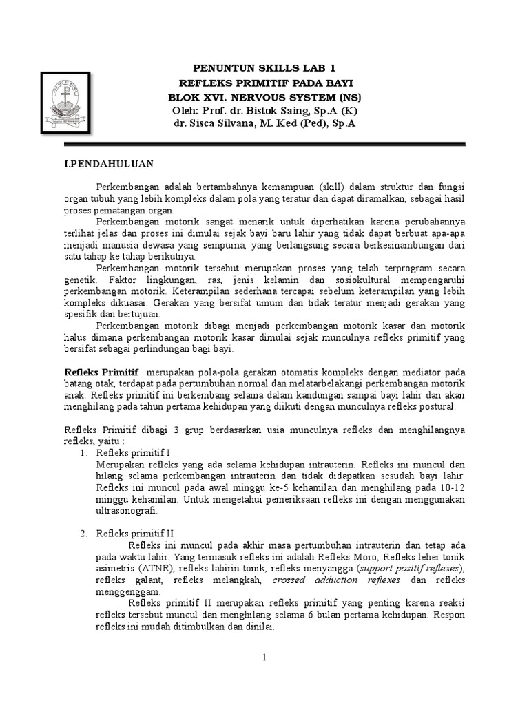 Skills Lab 1. Refleks Primitif Versi 2 | PDF | Pengembangan Diri