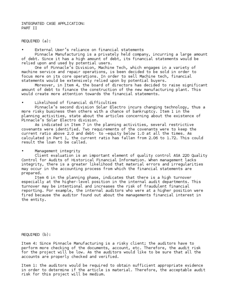 Integrated Case Application: Part II Required (A) | PDF | Risk | Debt