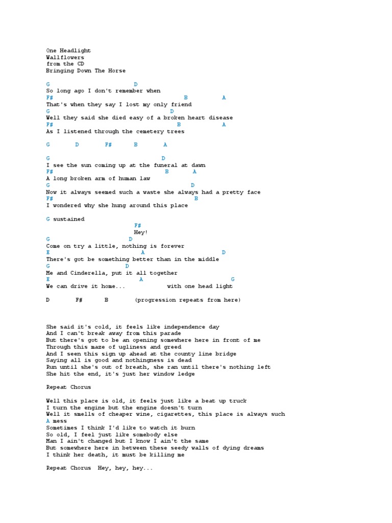 One Headlight | PDF | Leisure | Entertainment (General)