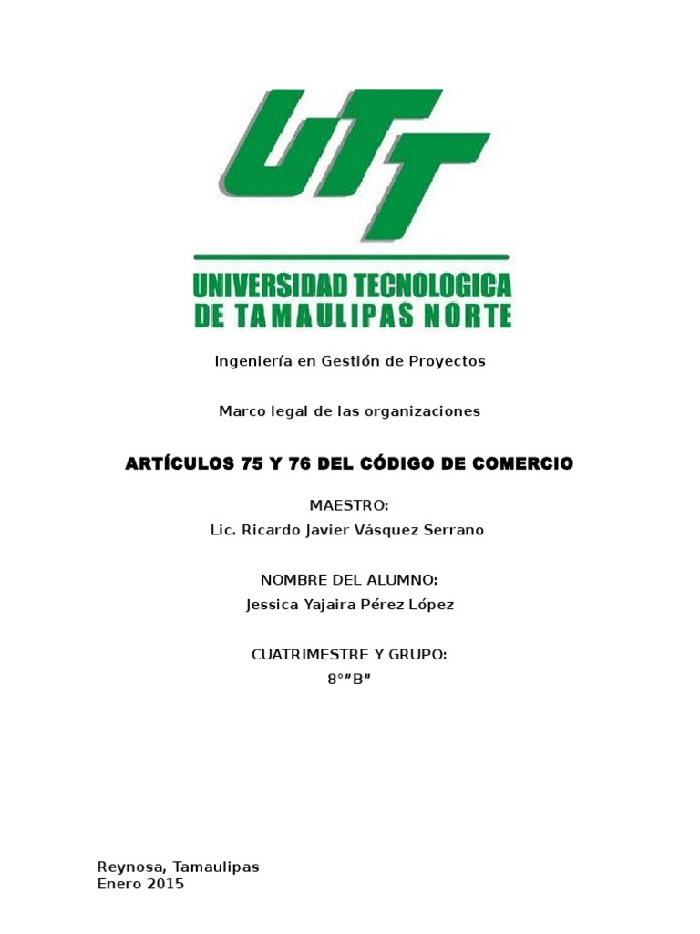1.1 Articulo 75 y 76 Del Codigo de Comercio