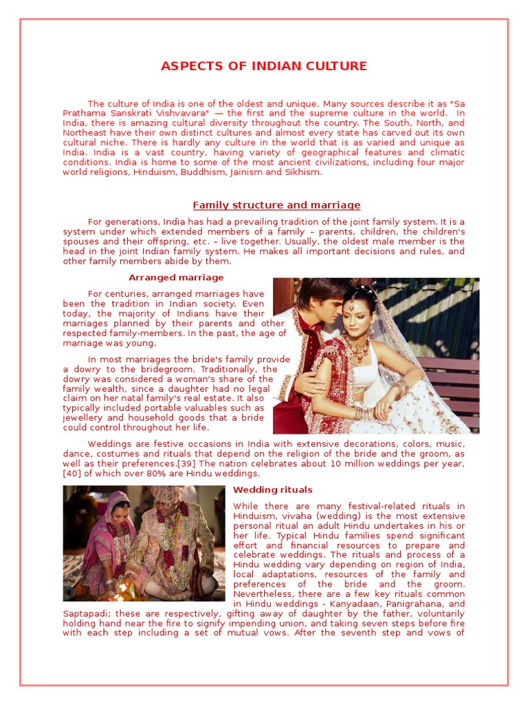Aspects of Indian Culture: Exploring Traditions of Family, Marriage ...