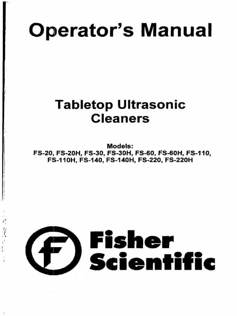 Fisher Scientific Operator's Manual Tabletop Ultrasonic Cleaners | PDF ...