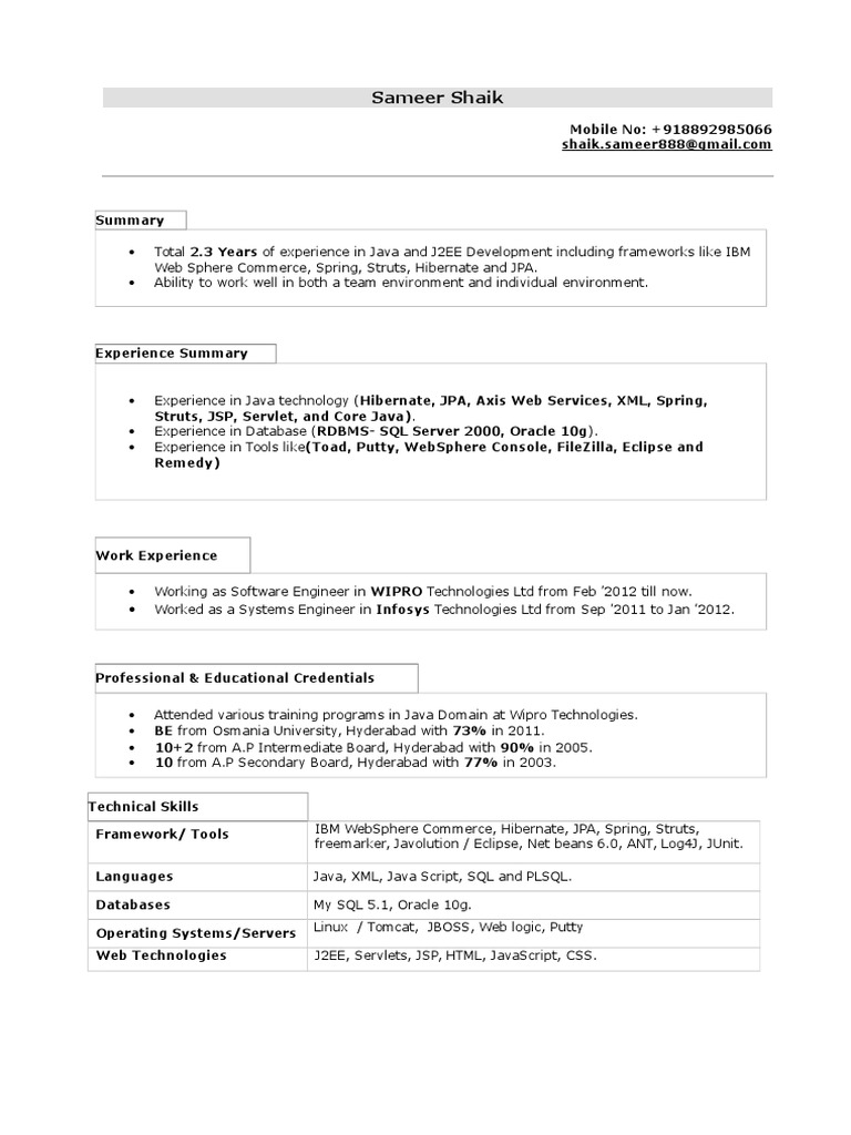 My Resume | PDF | Spring Framework | Java (Programming Language)