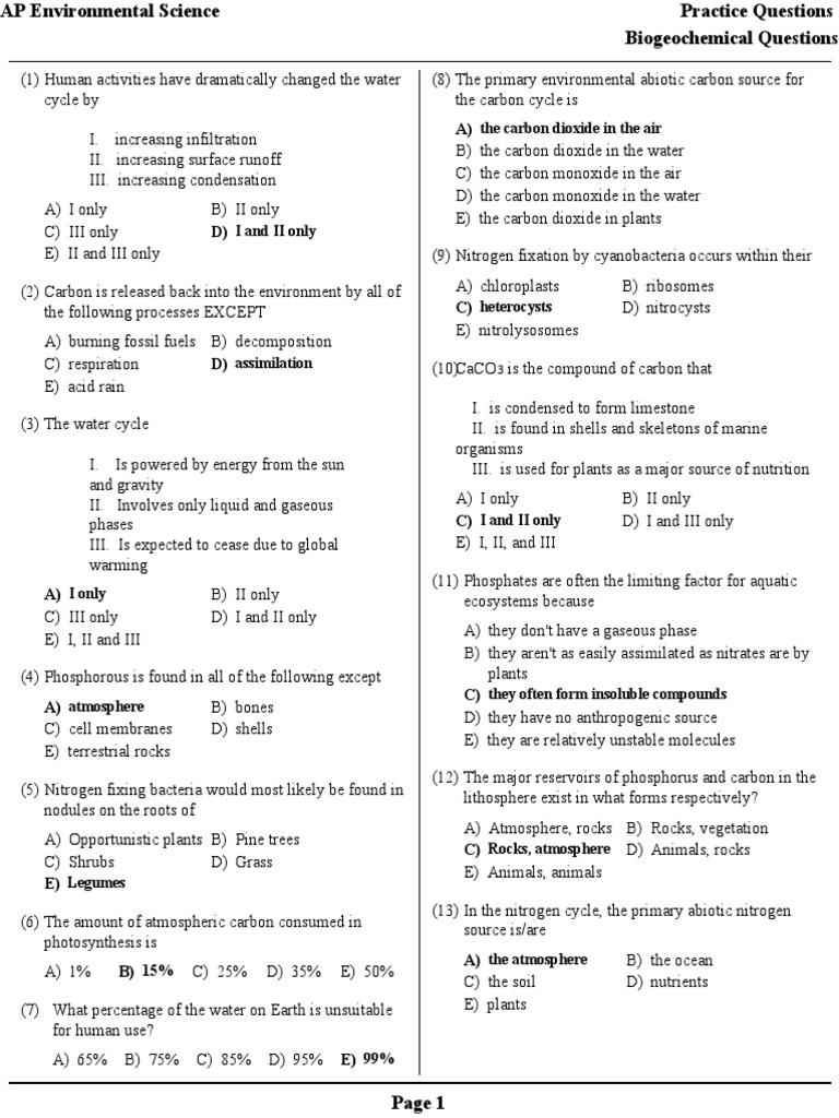 Biogeochemical Cycles Worksheet TC | PDF | Physical Geography | Applied ...