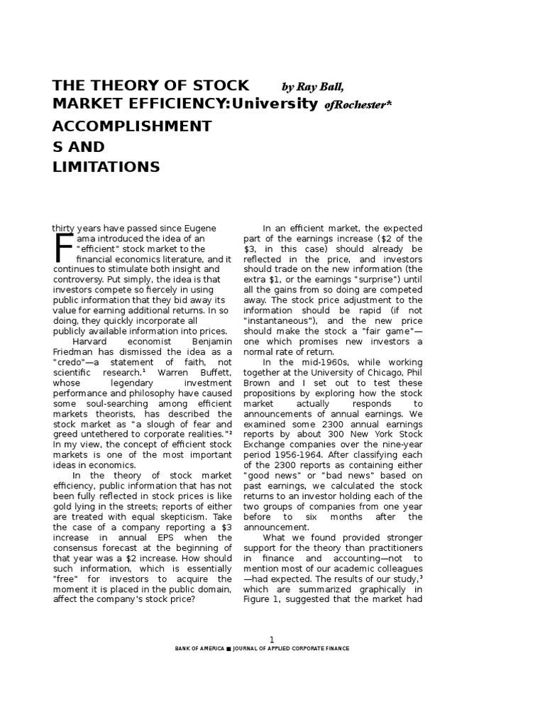 The Theory of Stock Market Efficiency | PDF | Efficient Market ...