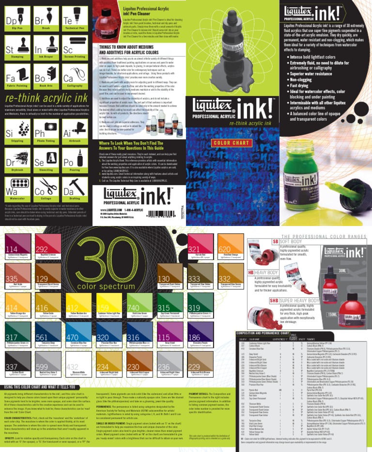 Pro Acrylic Ink Leaflet | PDF | Acrylic Paint | Pigment